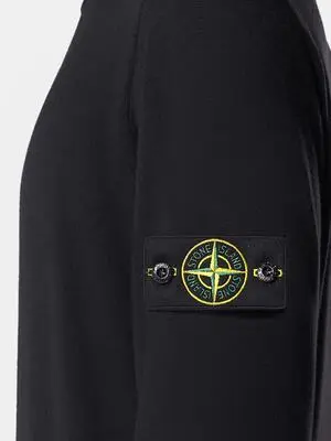 Stone Island Wool Sweater With Side Logo Patch - Black