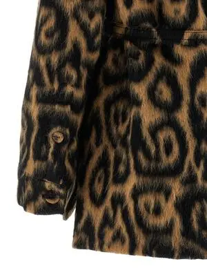 Fendi Animal Print Swept Wool Jacket - Cream