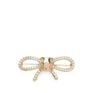 FERRAGAMO Crystal-embellished Bow Brooch - Gold