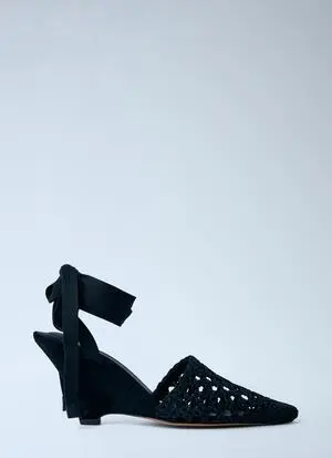 Jacquemus Woven Wedge Sandals - Black