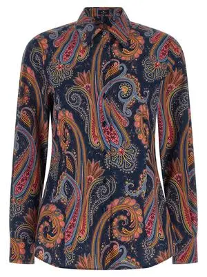 Etro Paisley Print Stretch Cotton Poplin Shirt