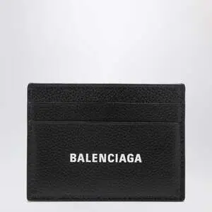 Balenciaga Cash Card Holder In Grained Leather - Black