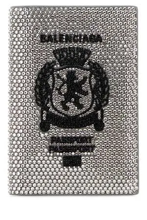 Balenciaga Embellished Leather Passport Holder - Silver