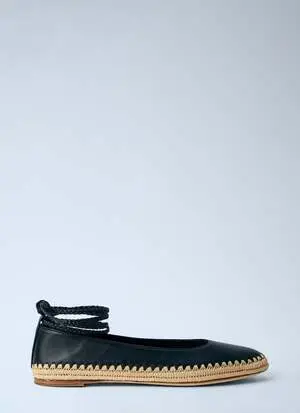 Max Mara Leather Espadrille Flats - Black