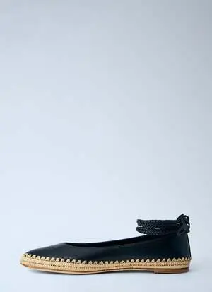 Max Mara Leather Espadrille Flats - Black