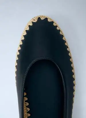 Max Mara Leather Espadrille Flats - Black