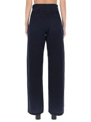 MAISON MARGIELA Cotton Herringbone Wide Leg Trousers
