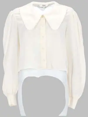 Chloé Blusa Con Maniche A Sbuffo In Crêpe De Chine - Cream