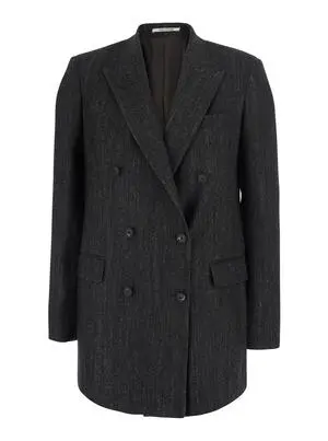 Tagliatore Tech Fabric Double-breasted Blazer With Peak Lapel - Gray
