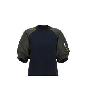 Sacai Cotton Jersey Raglan Sleeve Top - Blue