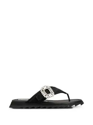 ROGER VIVIER Satin Crystal-embellished Thong Sandals - Multicolor