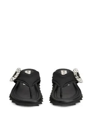 ROGER VIVIER Satin Crystal-embellished Thong Sandals - Multicolor