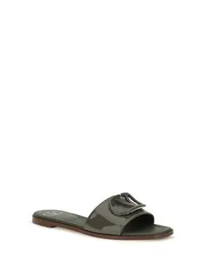 Valentino Garavani Vlogo Patent Leather Slide Sandals - Green