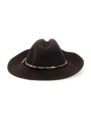 GOLDEN GOOSE Studded Leather Band Fedora Hat - Brown