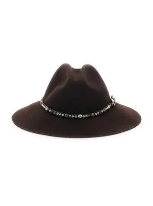 GOLDEN GOOSE Studded Leather Band Fedora Hat - Brown