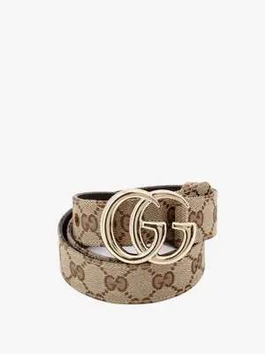 Gucci Gg Marmont Coated Canvas Belt - Cream