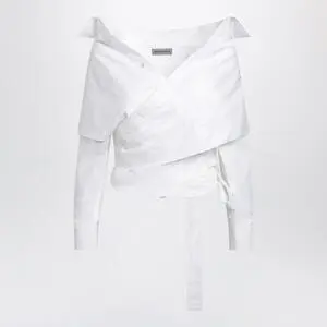 Balenciaga Wrap Shirt With Off-shoulder Design - White
