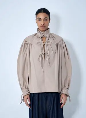 Dries Van Noten Dries Van Noten Women Gathered Neck Blouse Cream