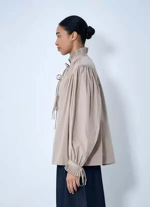 Dries Van Noten Gathered Neck Blouse - Cream