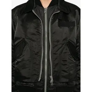 Sacai Layered Effect Satin Bomber Jacket - Black