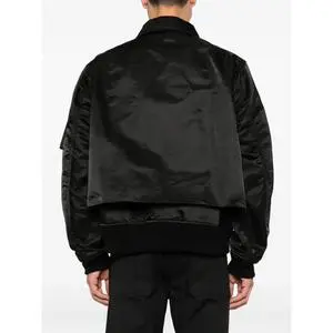 Sacai Layered Effect Satin Bomber Jacket - Black