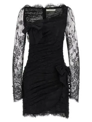 Alessandra Rich Draped Lace Mini Dress
