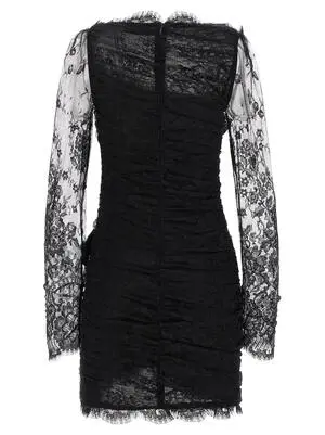 Alessandra Rich Draped Lace Mini Dress