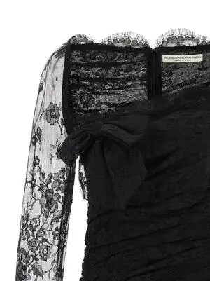 Alessandra Rich Draped Lace Mini Dress