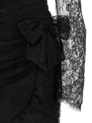 Alessandra Rich Draped Lace Mini Dress