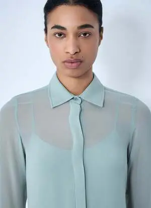 Max Mara Sheer Button-down Blouse