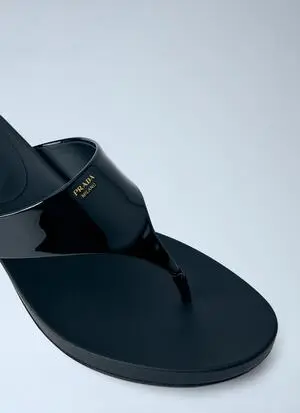 Prada Patent Leather Thong Sandals - Black
