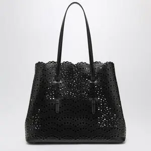 Alaïa Mina 37 Leather Tote Bag In Shiny Calfskin - Black
