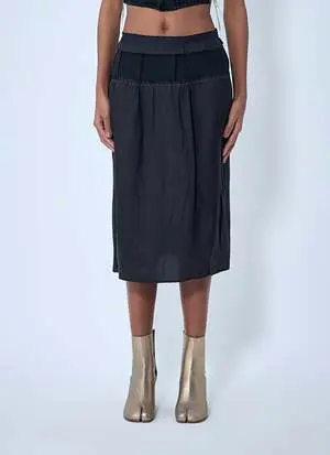 MAISON MARGIELA Topstitching Midi Skirt - Black