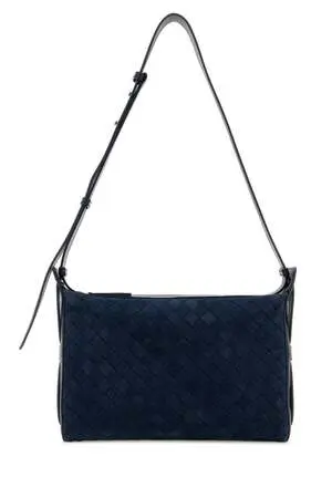 Bottega Veneta Navy Suede Tribeca Handle Crossbody Bag - Blue