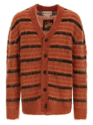 Marni Brushed Striped Cardigan - Orange