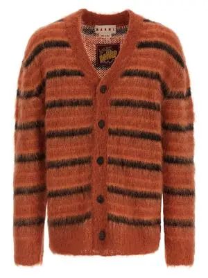 Marni Brushed Striped Cardigan - Orange