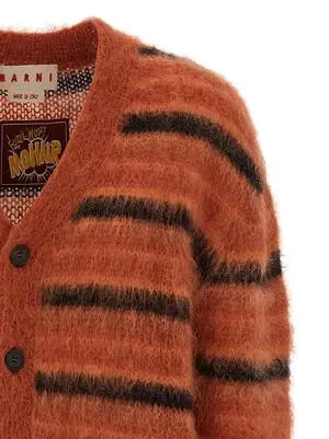 Marni Brushed Striped Cardigan - Orange