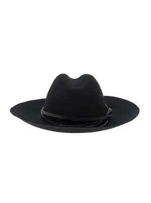 GOLDEN GOOSE Wool Felt Fedora Hat With Leather Straps - Black