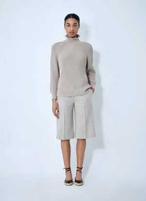 Max Mara Ribbed Knit High Neck Sweater