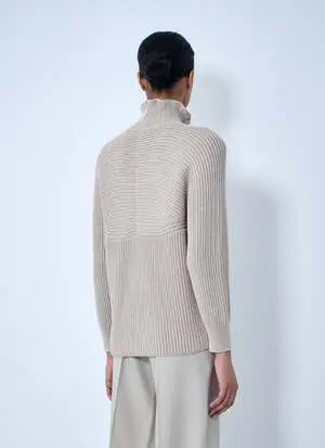 Max Mara Ribbed Knit High Neck Sweater
