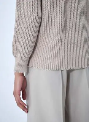 Max Mara Ribbed Knit High Neck Sweater