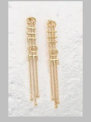 Chloé Orecchini Pendenti Con Logo - Gold
