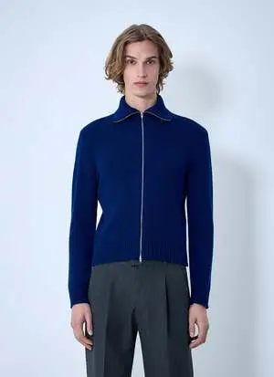 JIL SANDER Wool Knit Cardigan - Blue