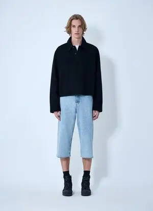 RIER Wool Blend Polo Sweater - Black
