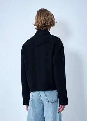 RIER Wool Blend Polo Sweater - Black