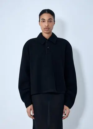 RIER Wool Blend Polo Sweater - Black