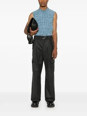 Prada Wool Flannel Belted Cargo Pants - Multicolor