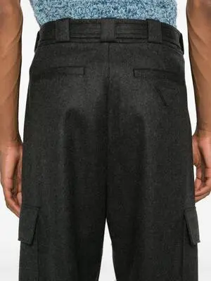 Prada Wool Flannel Belted Cargo Pants - Multicolor