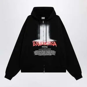 Balenciaga Oversized Zip Hoodie In Cotton - Black