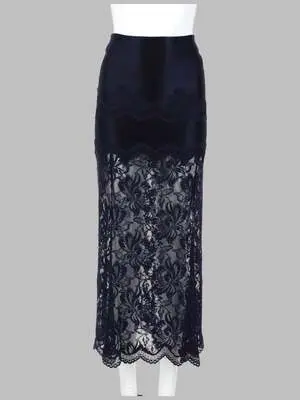 Rabanne Gonna Midi In Pizzo E Jersey - Blue